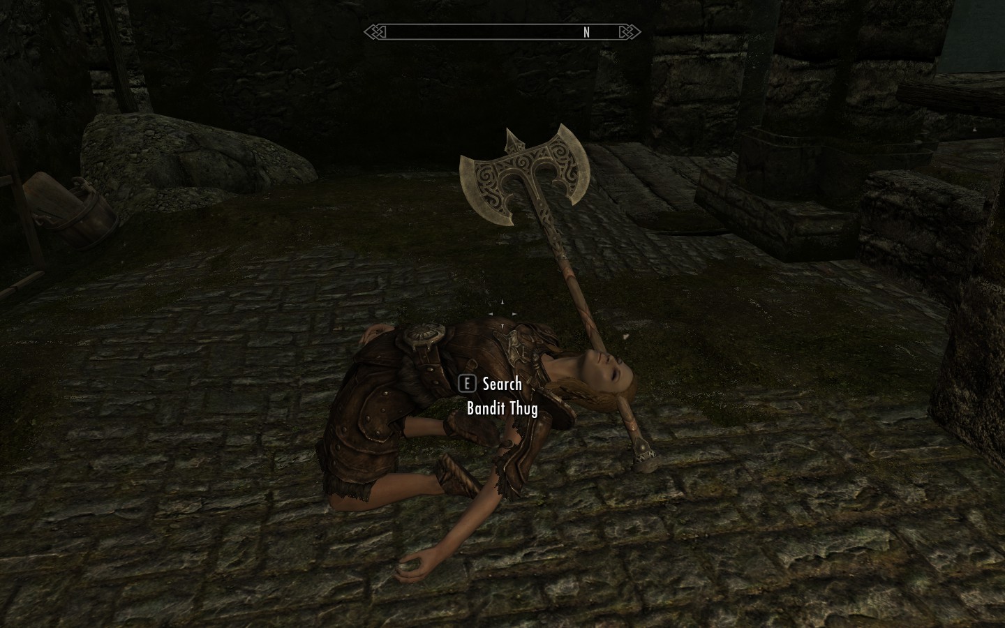Battle-axe stuck in dead bandit's head - Weird Stuff - AFK Mods