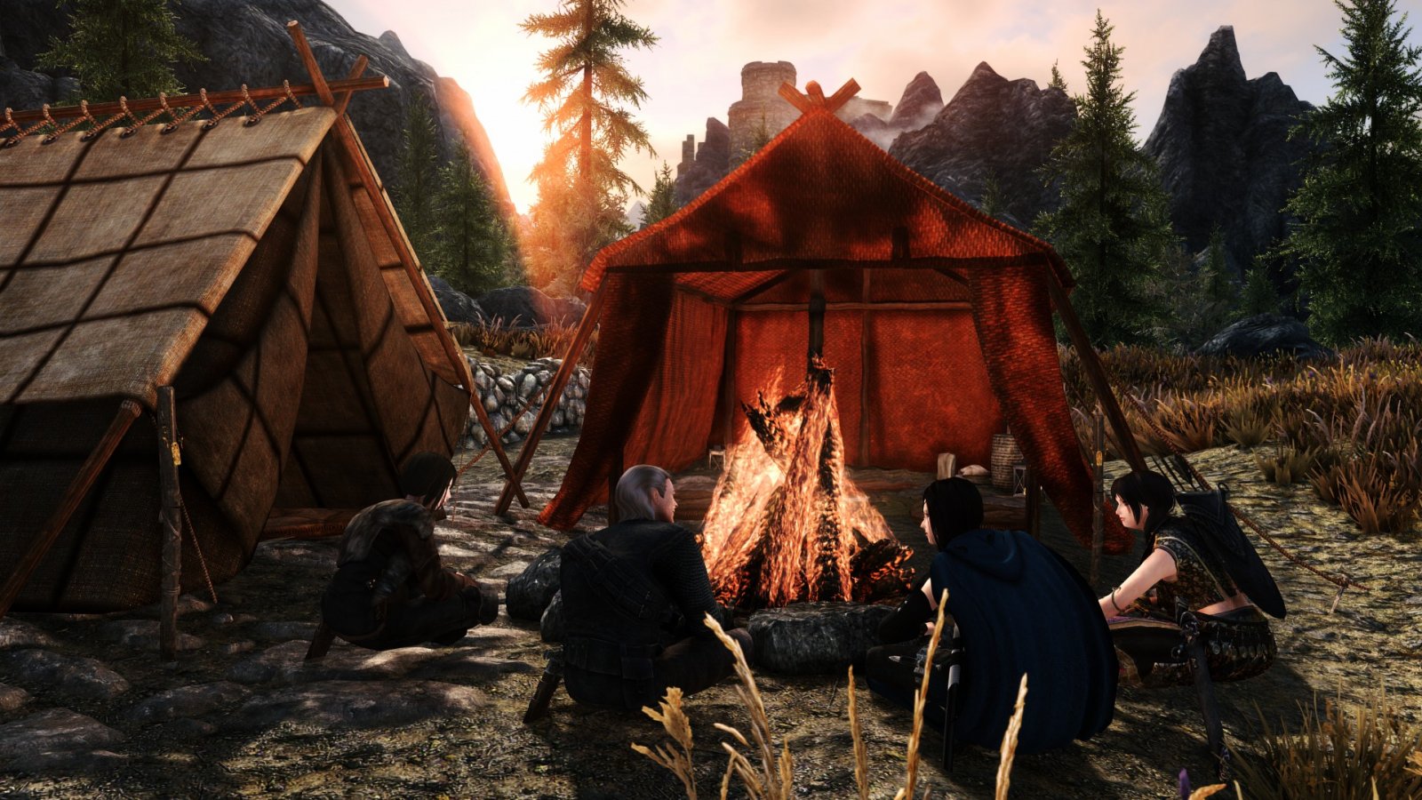 Sharing tales 'round the campfire.jpg - Skyrim - AFK Mods