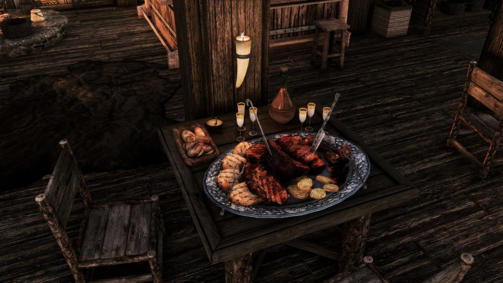 Anyone for some roasted meat And maybe a fancy drink - Skyrim - AFK Mods