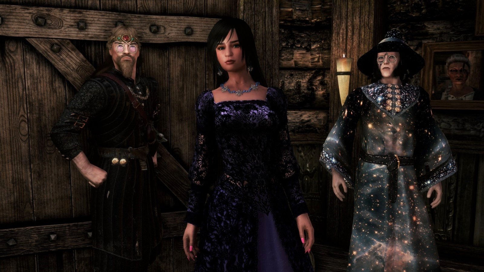Jaal Balgruuf, Lilly the courier, Farengar; Balgruuf wearing a Regis ...