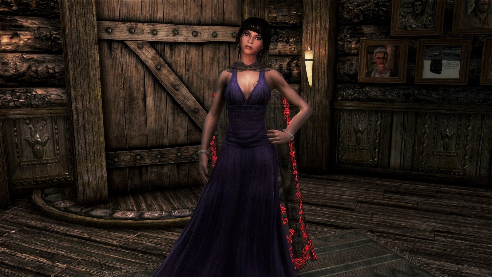 Sasha (Luna's sister) in a sexy and simple purple silk evening gown - Skyrim - AFK Mods